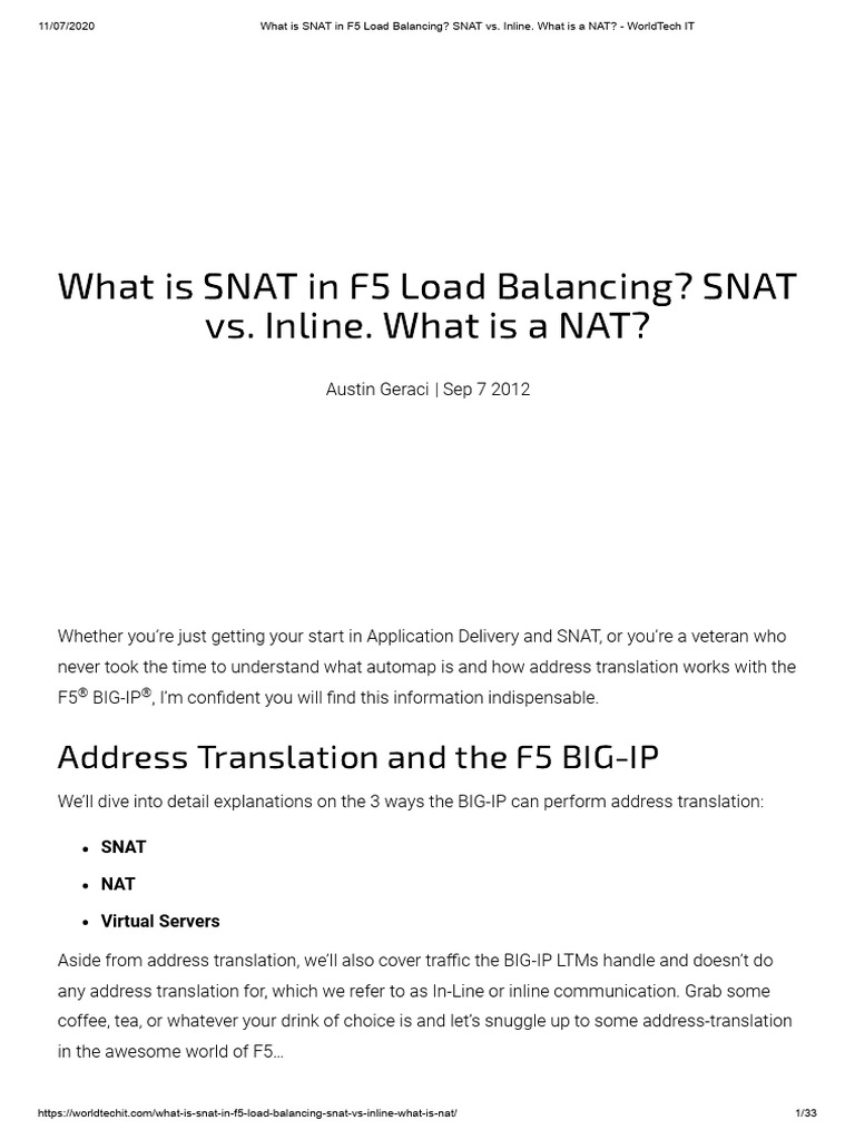 What is SNAT in F5 Load Balancing_ SNAT vs. Inline. What is a NAT ...
