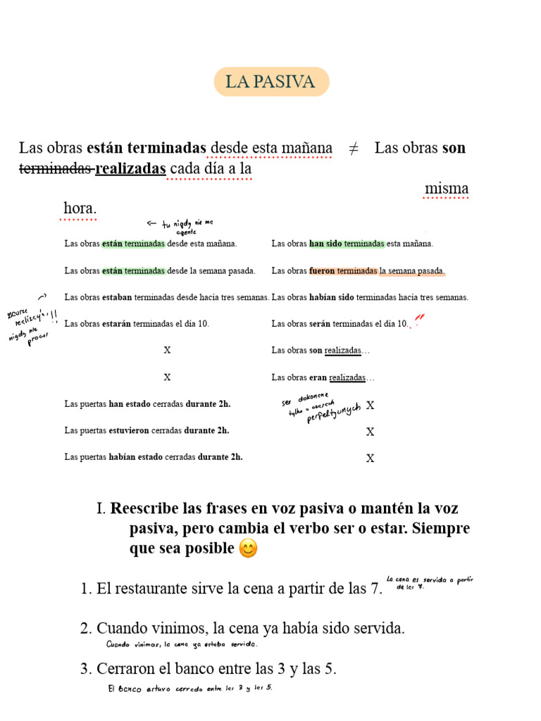 LA PASIVA Ejercicios | PDF