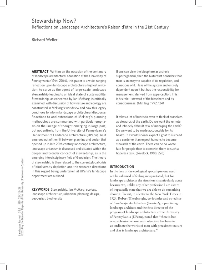 Weller. Stewardship | PDF | Landscape | Ecology