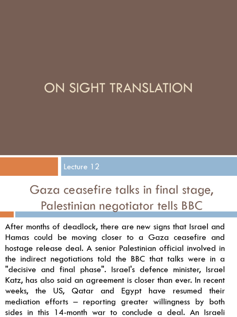 Lecture 12 on Sight Translation | PDF