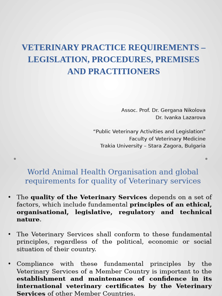 Veterinary Practice Requirements - Legislation, Procedures | PDF ...