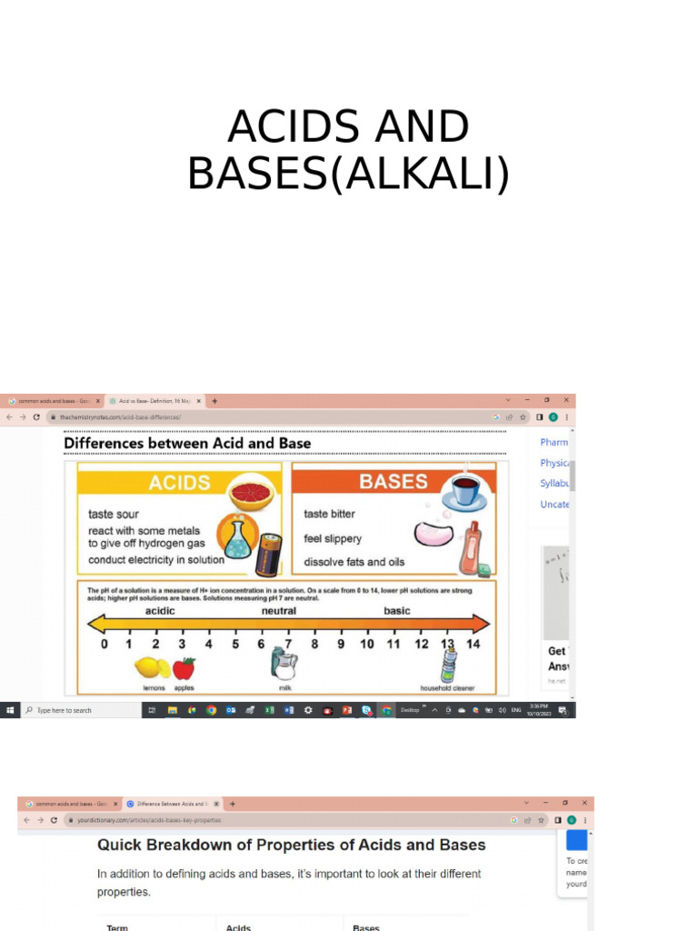 Acids and Bases | PDF | Acid | Chemical Substances