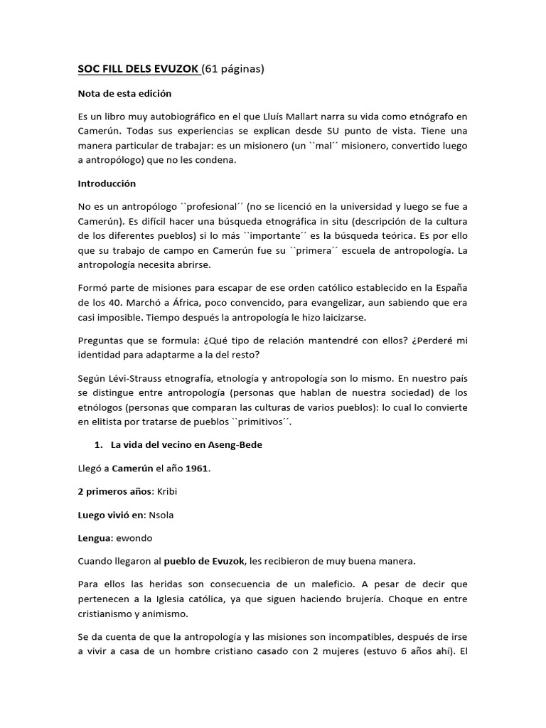 Soc Fill Dels Evuzok | PDF | Etnografía | Antropología