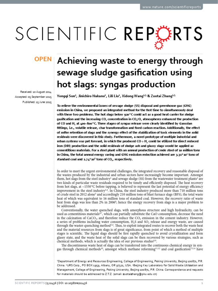 68 - Achieving Waste To Energy Through Sewage Sludge Gasification Using ...