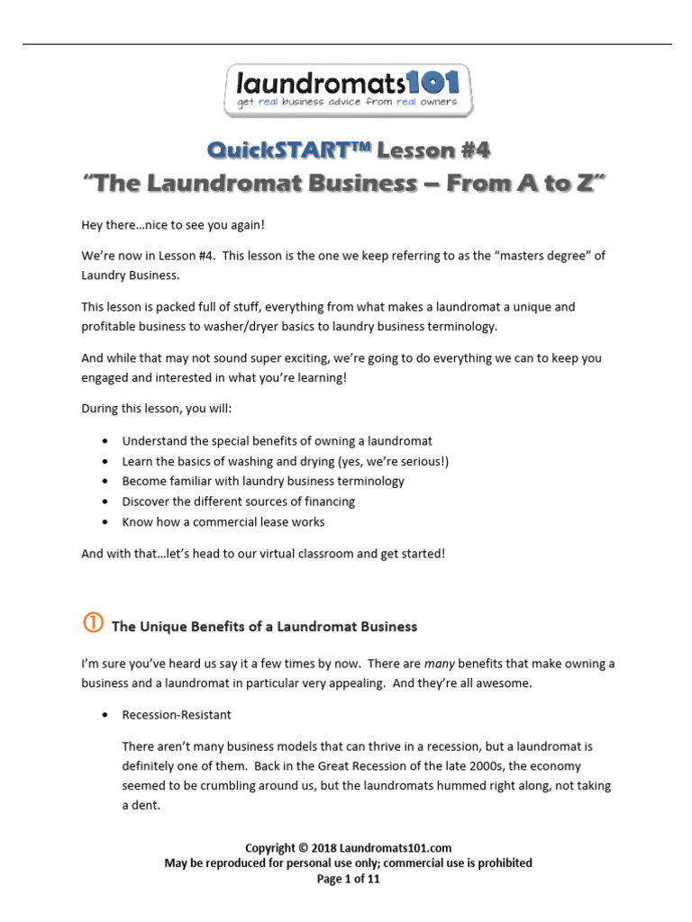 QuickSTART-Lesson-Four | PDF | Washing Machine | Lease