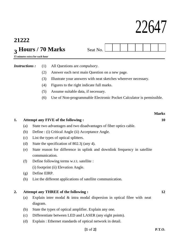 22647 2022 Summer Question Paper[Msbte Study Resources] | PDF | Optical ...