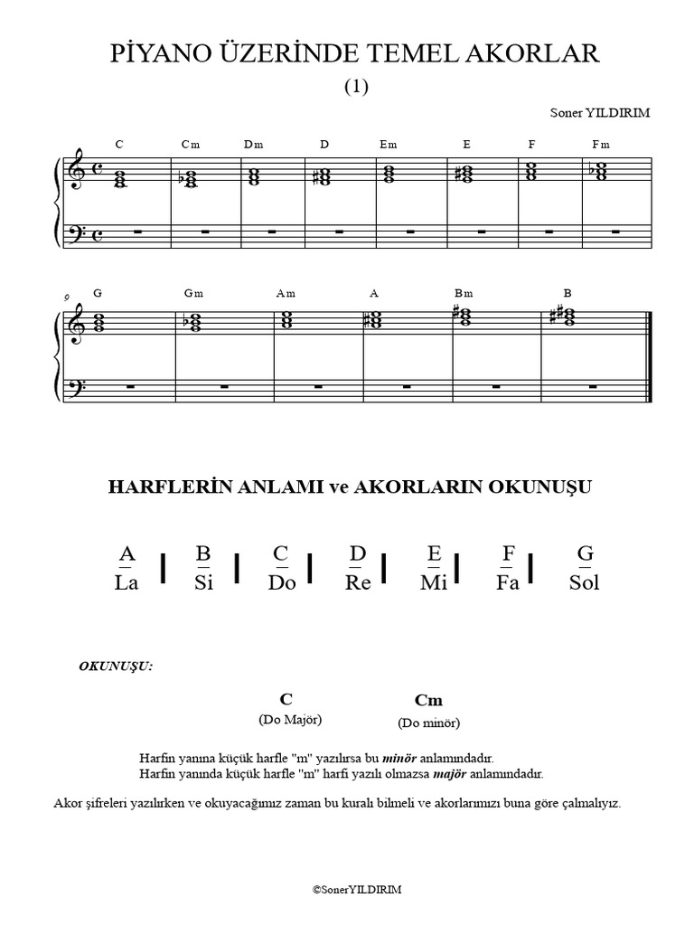 Piyano Üzerinde Temel Akorlar | PDF