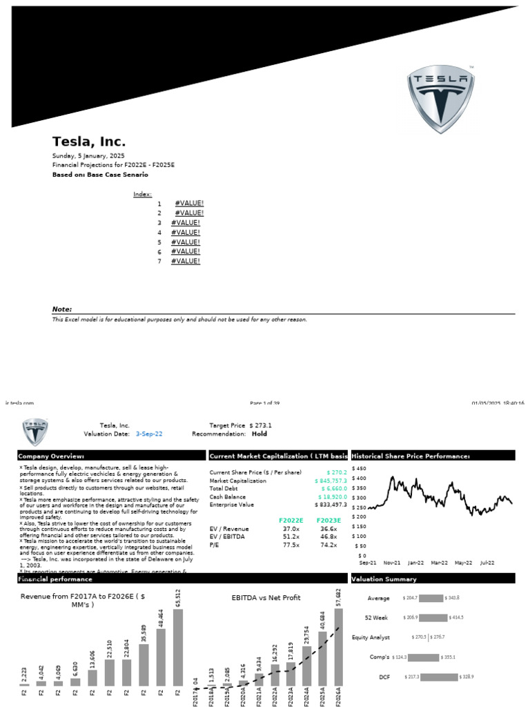 Tesla Financial Model | PDF | Electric Vehicle | Financial Accounting