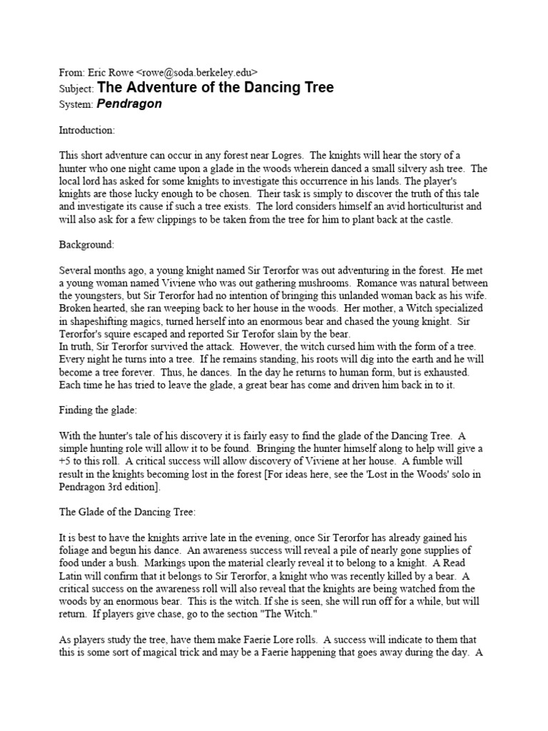 Pendragon - The Adventure of the Dancing Tree | PDF