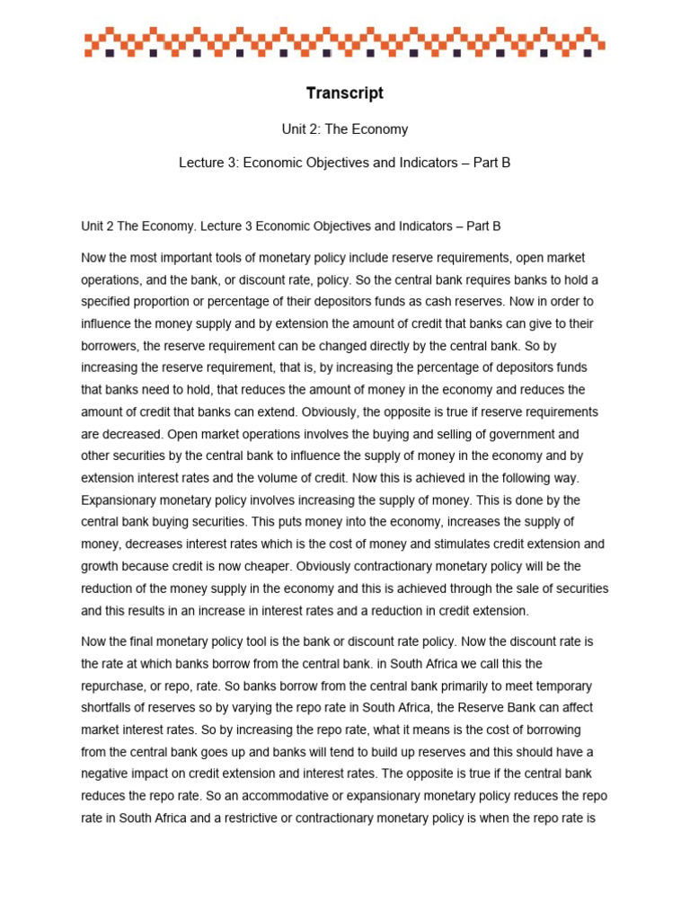 Unit2_Lecture3 | PDF | Central Banks | Monetary Policy