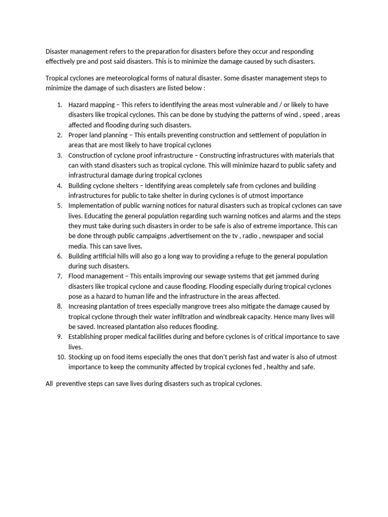 Disaster management | PDF | Flood | Tropical Cyclones