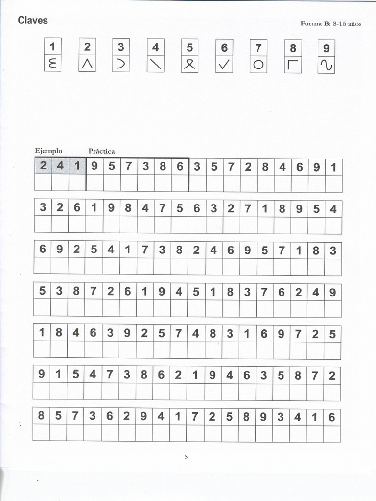 WISC-V Claves y Símbolos 8-16 Años | PDF