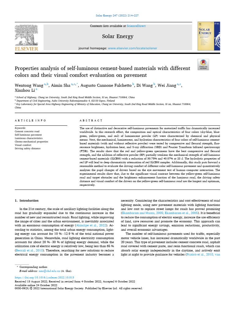 Self-Luminous Pavement Insights | PDF | Emission Spectrum | Fluorescence