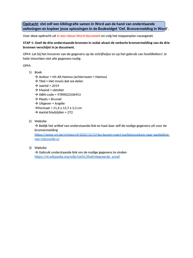 Bronvermelding (Oef. in Word) (6TSO) | PDF