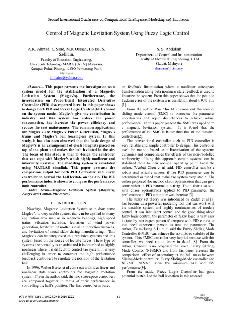 Control_of_Magnetic_Levitation_System_Using_Fuzzy_Logic_Control | PDF | Control Theory | Fuzzy Logic