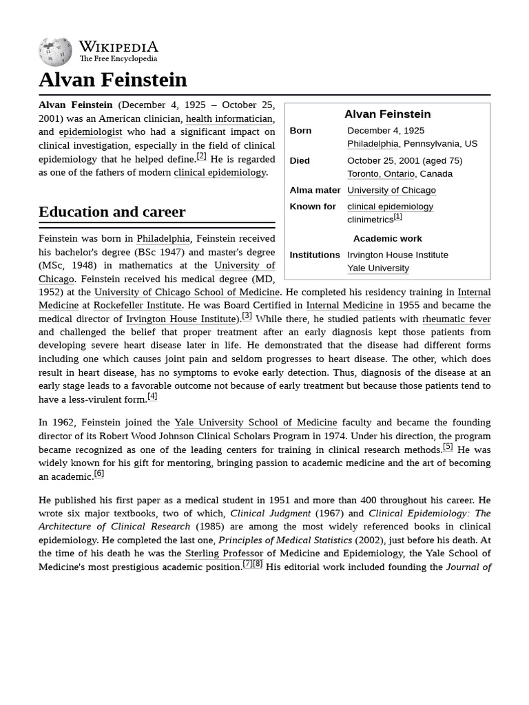 Alvan_Feinstein | PDF | Medicine | Health Care