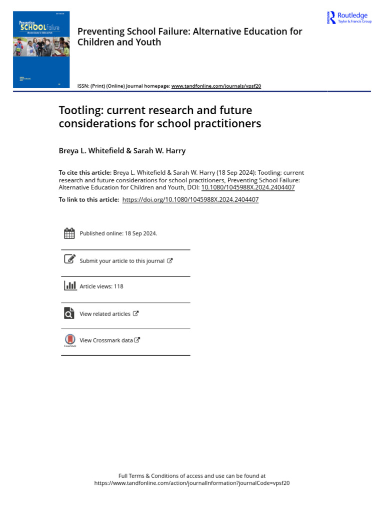 Tootling Current Research and Future Considerations For School ...
