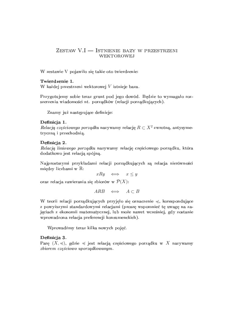 Zestaw05.1 Istnienie Bazy | PDF