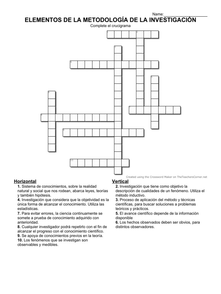 Crucigrama Met_Inv | PDF