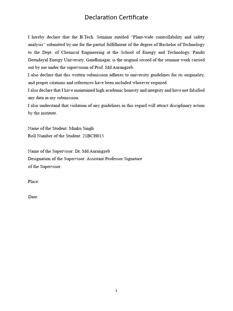 Declaration Certificate | PDF