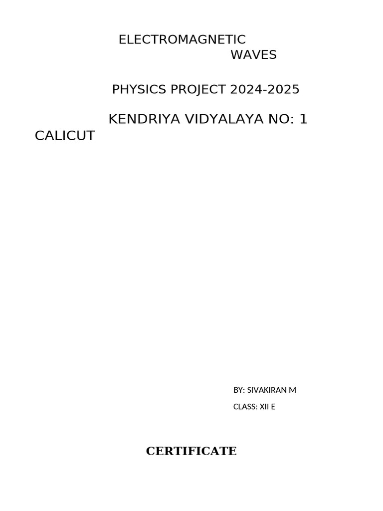 ELECTROMAGNETIC WAVES PROJECT Siva | PDF | Electromagnetic Spectrum ...