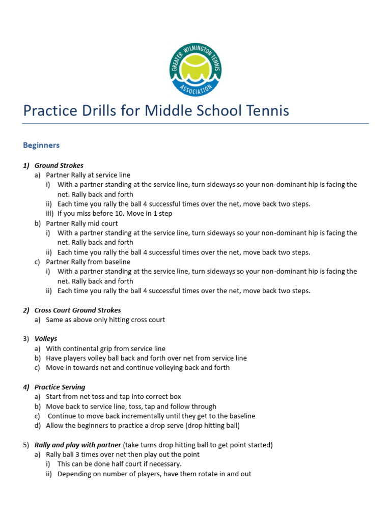 Middle School Tennis Practice Drills | PDF | Athletic Sports | Ball Games