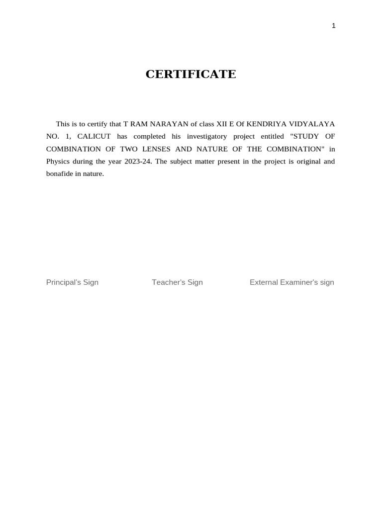 Ram's Certificate | PDF