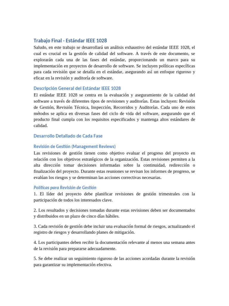 Trabajo_Final_IEEE_1028 | PDF | Software | Ingeniería de software