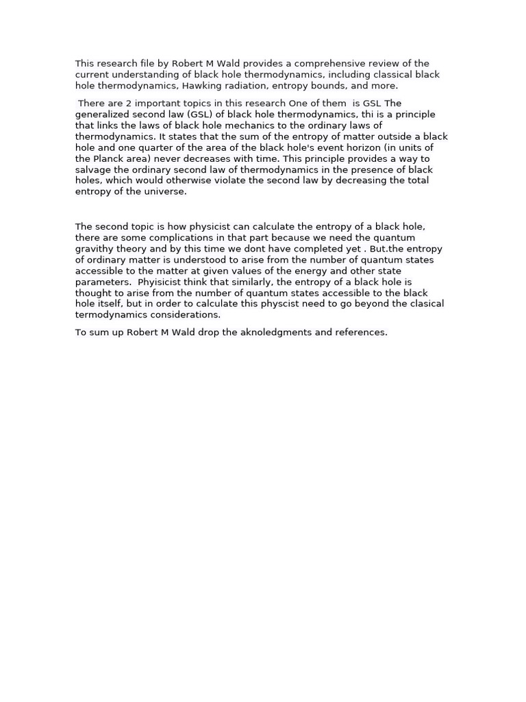This Research File by Robert M Wald Provides a Comprehensive Review of ... This Research File by Robert M Wald Provides a Comprehensive Review of ...