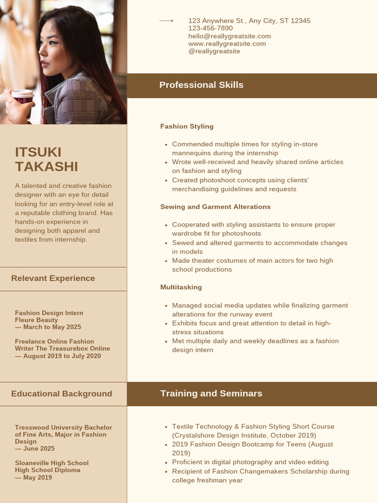 Beige and Brown Color Blocks Entry Level Fresher Resume | PDF | Fashion ...