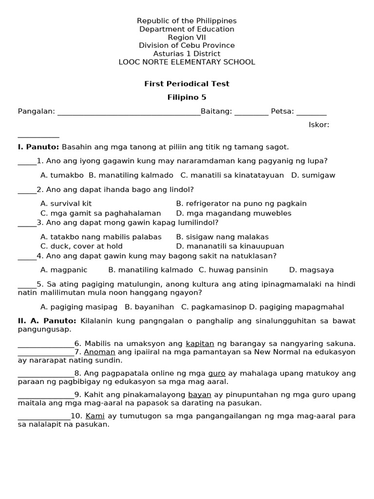 PT - Fil5 Q1 | PDF
