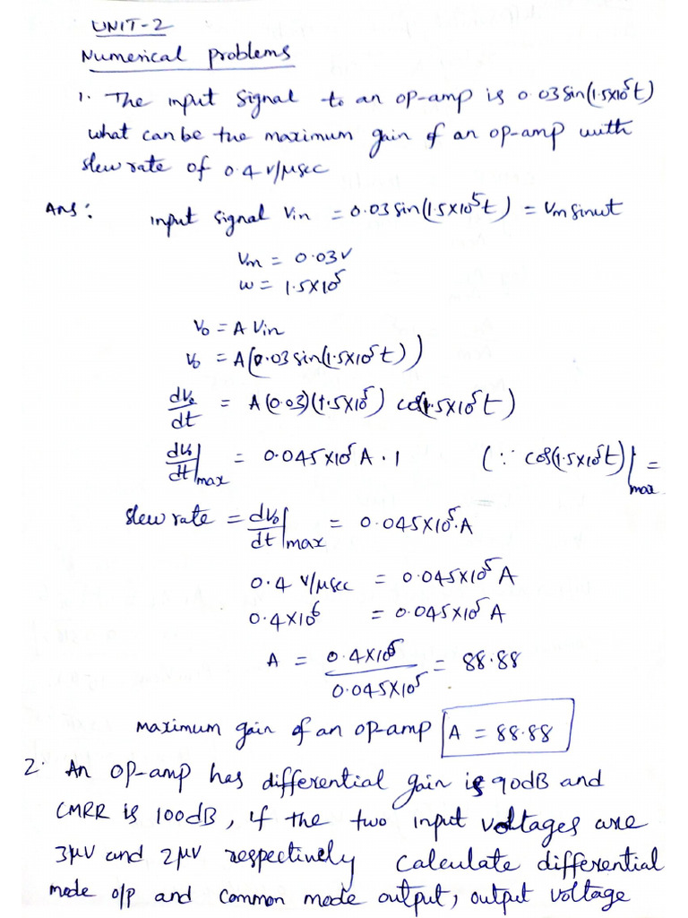 AEC-2 UNIT-2 Numerical Problems & Solutions | PDF