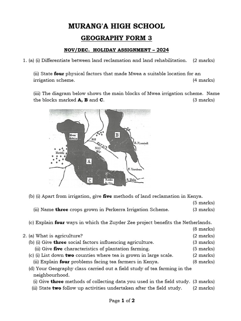 Murang'A High School: Geography Form 3 | PDF