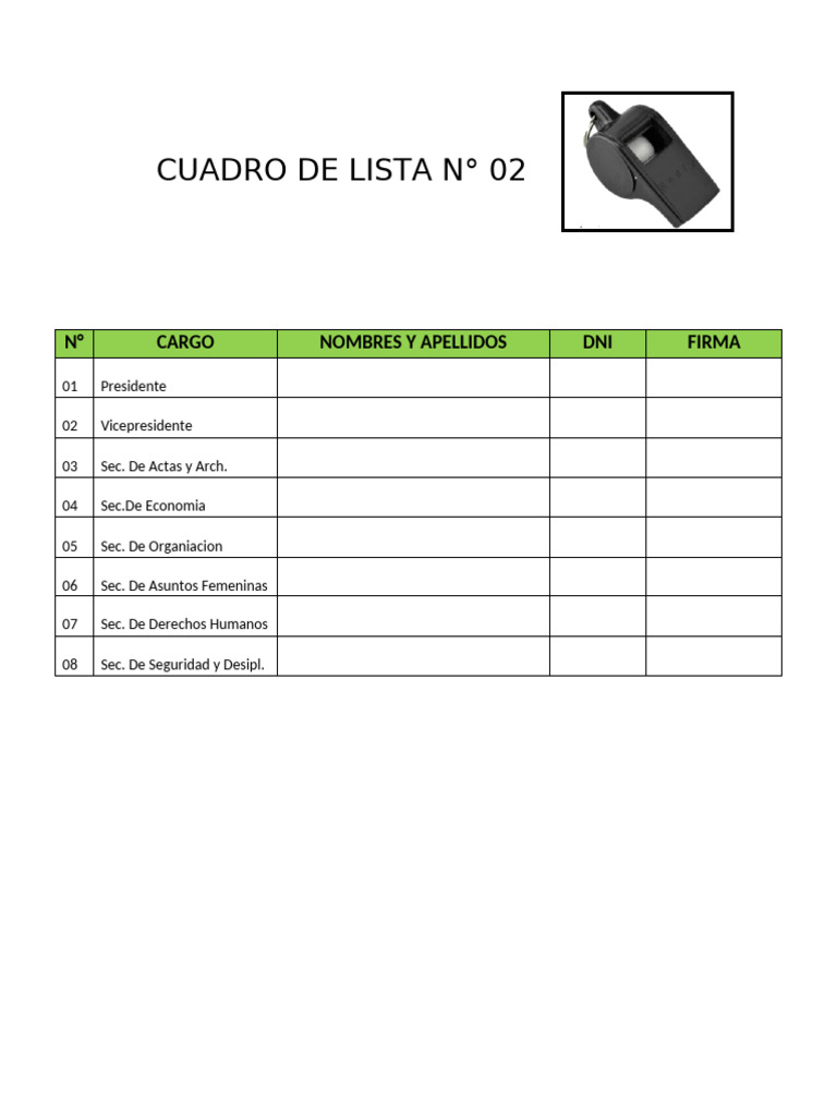 CUADRO DE LISTA 03 | PDF
