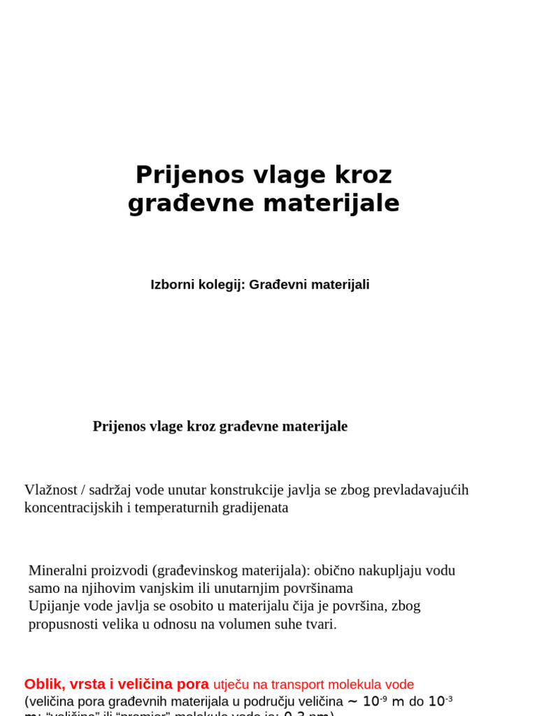 Prijenos Vlage Kroz Gradjevine | PDF
