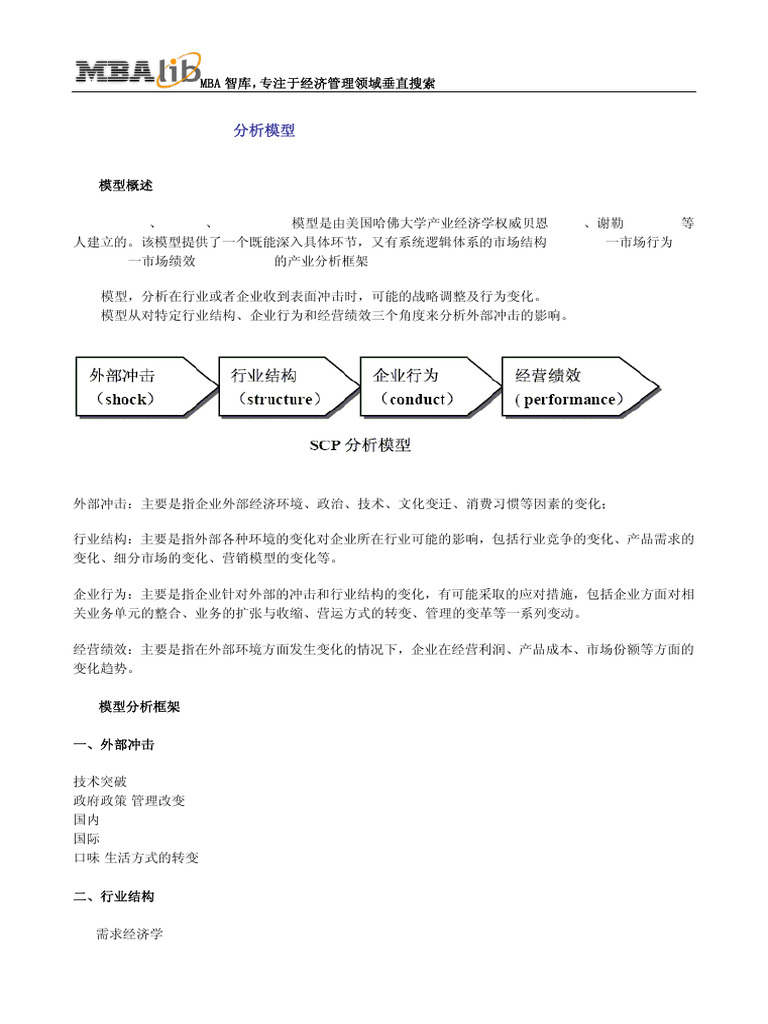 Scp分析模型 Structure Conduct Performance Model Pdf