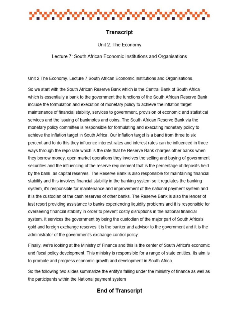 Unit2 Lecture7 | PDF | Central Banks | Banks