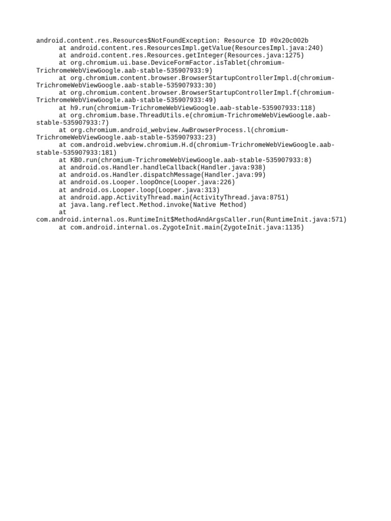 Android Resource NotFoundException Error | PDF