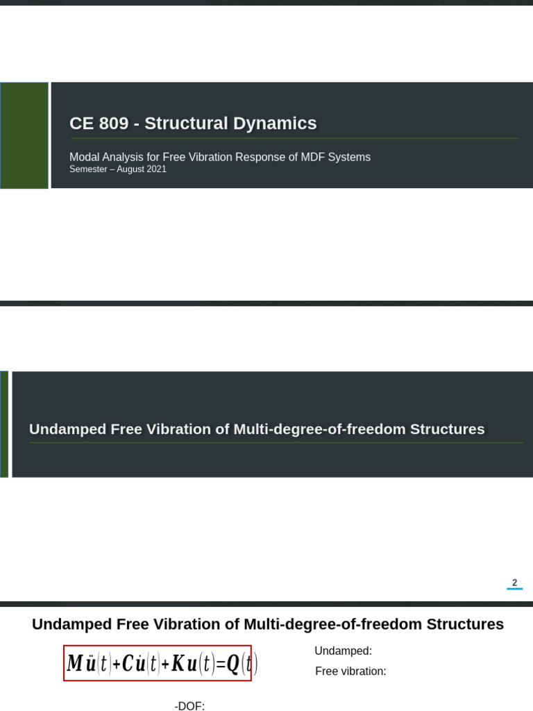 CE 809 - Lecture 8 - Modal Analysis for Free Vibration Response of MDF ...