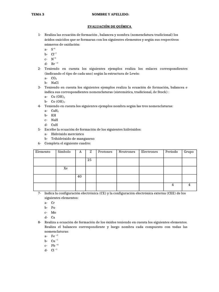 Quimica T3 | PDF