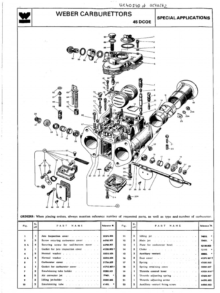 Despiece Weber 45 | PDF