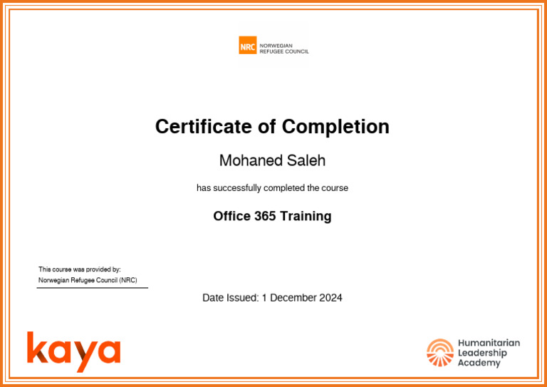 Office 365 Training Completion Certificate | PDF