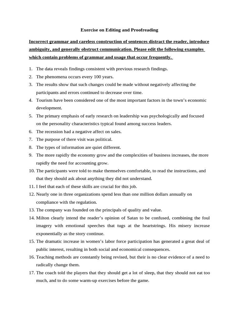 Worksheet-Editing and Proofreading | PDF | Natural Environment