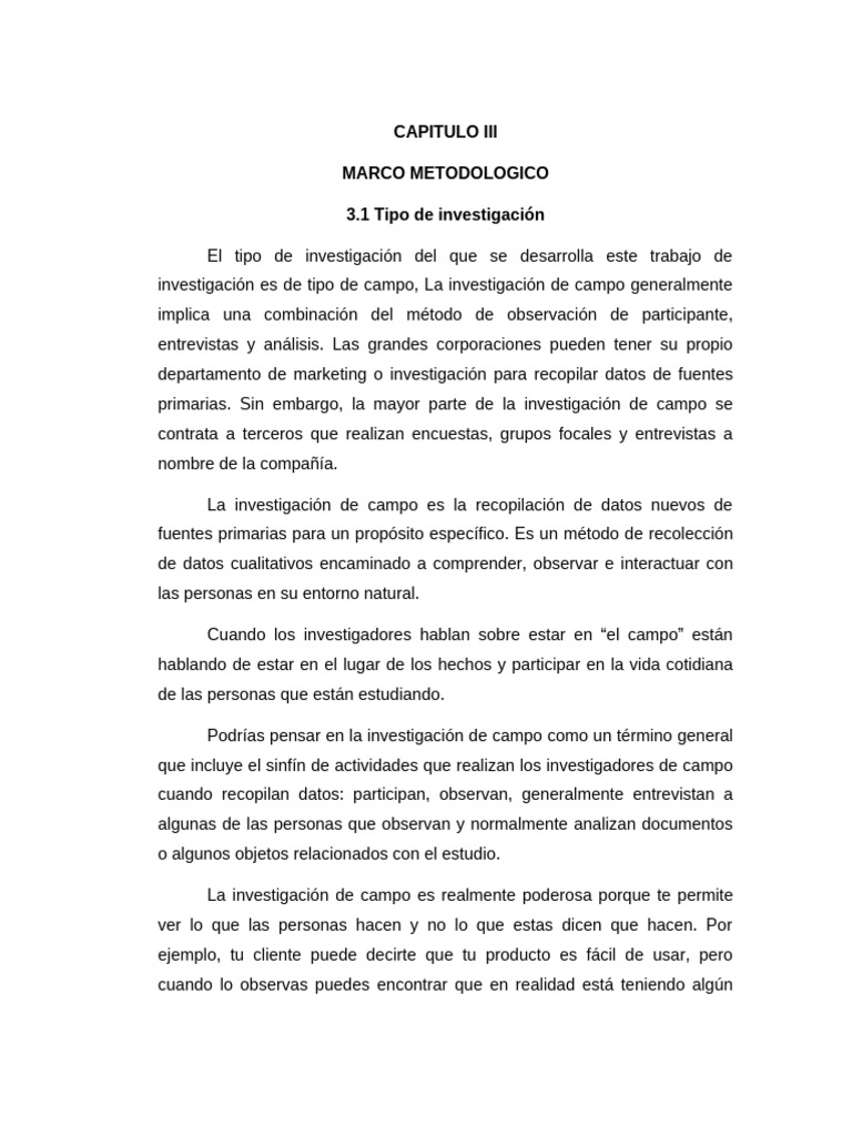 CAPITULO III Corregido | PDF | Cuestionario | Método científico