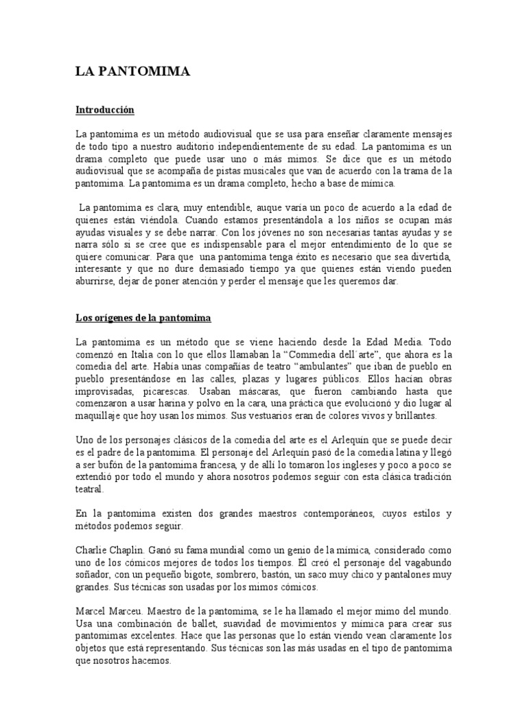Pantomima Historia | PDF | Commedia Dell'arte | Teatro