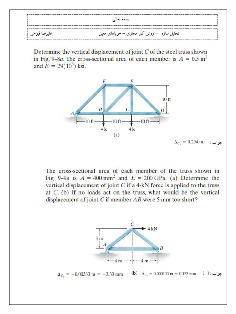 HW 11 - Virtual Work, Statically Determinate Trusses | PDF