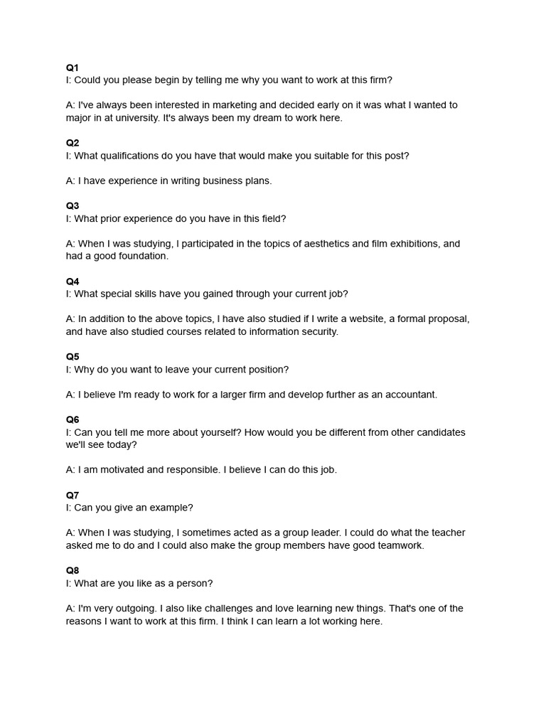 Interview Scripts | PDF