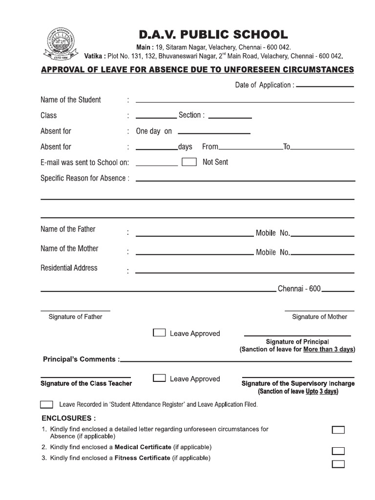 Absence Due To Unforseen Circumstances | PDF