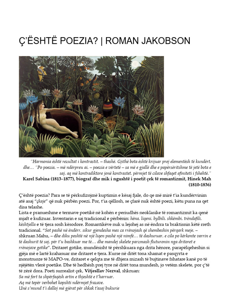 Ç'është Poezia - Roman Jakobson | PDF