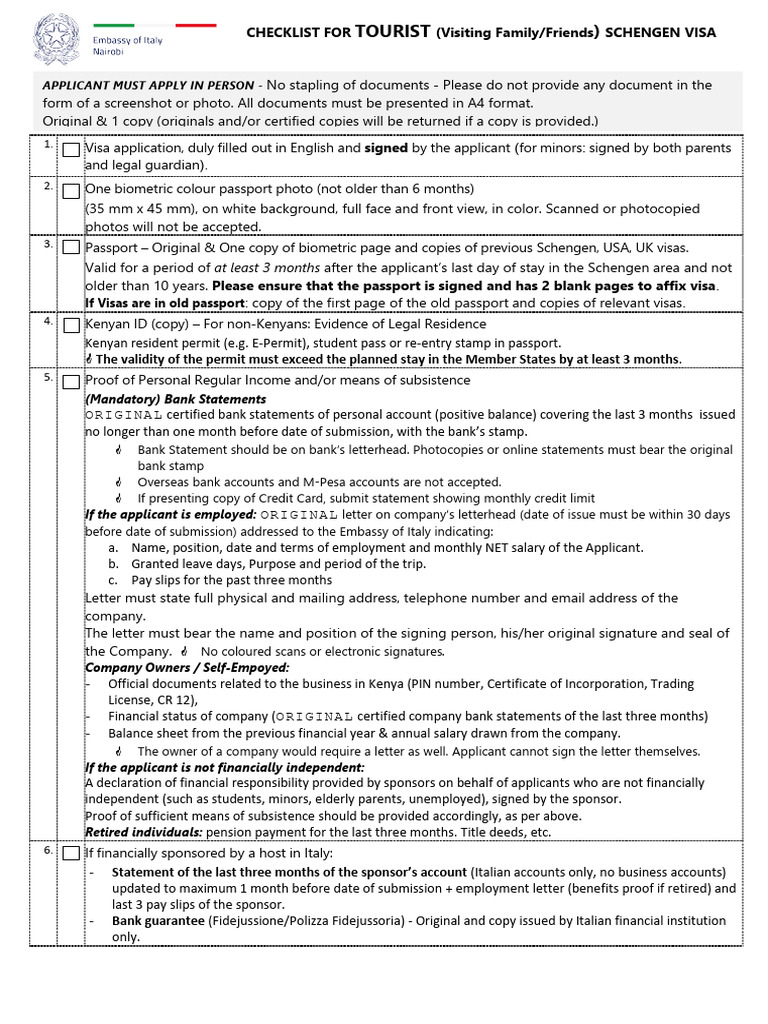 schengen-visa-visiting-family-friends-checklist (1) | PDF | Travel Visa | Passport